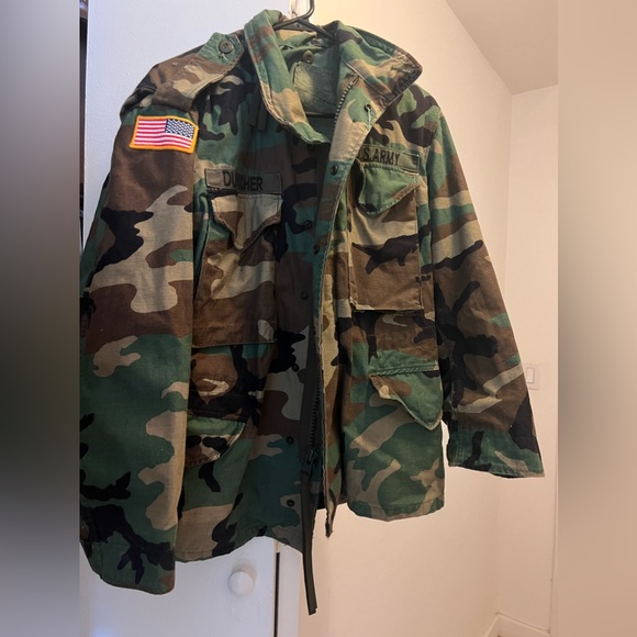 Vintage | Jackets & Coats | Vintage Army Jacket With Pop Out Hood ...